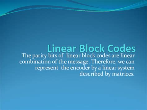 Ppt Linear Block Codesppt