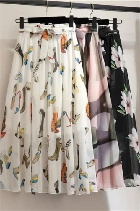Fashion Chiffon Floral Bohemian High Waist Beach Skirts
