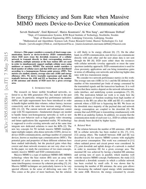 Pdf Energy Efficiency And Sum Rate When Massive Mimo Meets Device To Device Communication