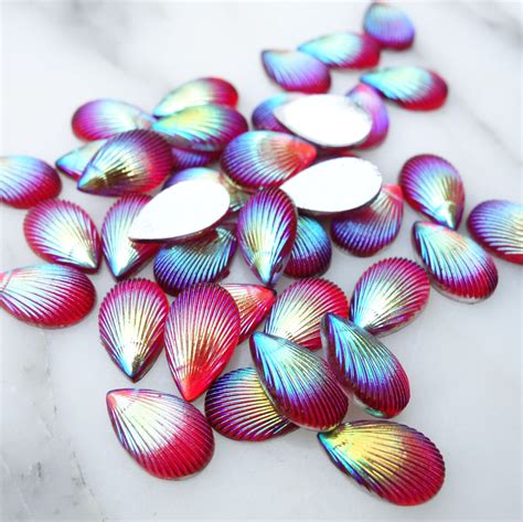8x12 Red Ab Striated Teardrop 20pcs Happy Place Bling