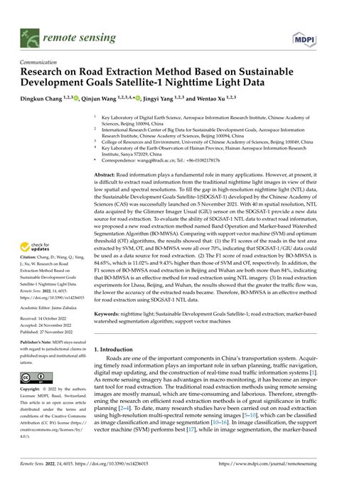 Pdf Research On Road Extraction Method Based On Sustainable Development Goals Satellite 1