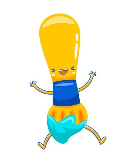 평면 만화 스타일의 페인트 브러시 마스코트 캐릭터 프리미엄 벡터