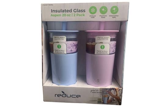 Reduce Premium Insulated Glass Tumbler Aspen 2pk 20oz Glacier Blue