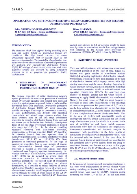 pdf application and settings inverse time relay characteristics for