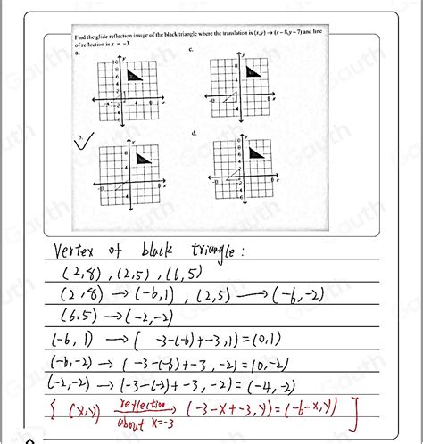 Solved Find The Glide Reflection Image Of The Black Triangle Where The