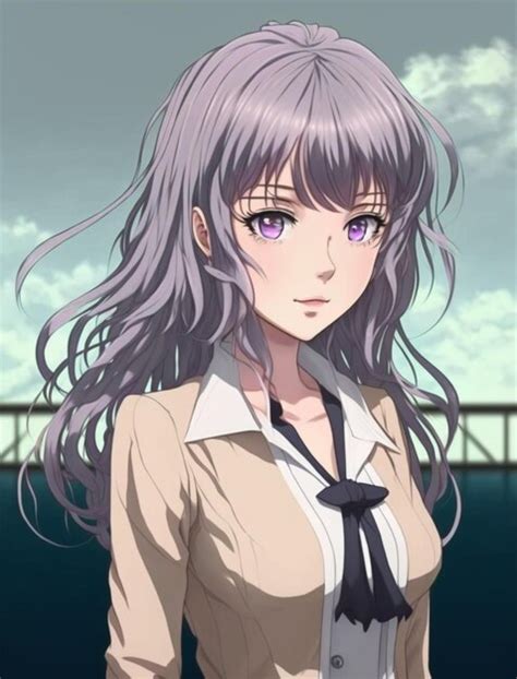 Premium Photo Anime Girl With Long Hair And Purple Eyes In A White