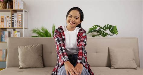 Girl Talking At Camera While Sitting On Couch 3107698 Stock Video At