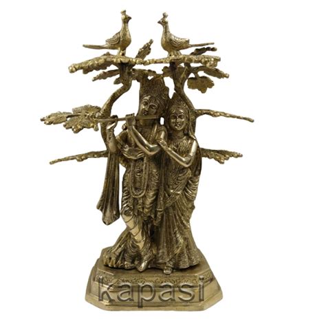 Artistic Radha Krishna Brass Statue Spiritual Decor