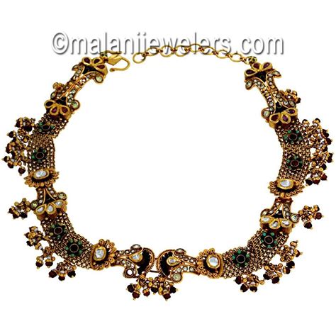 22 Karat Gold Antique Gemstone Armlet Baju Bandh Sku 54 02906