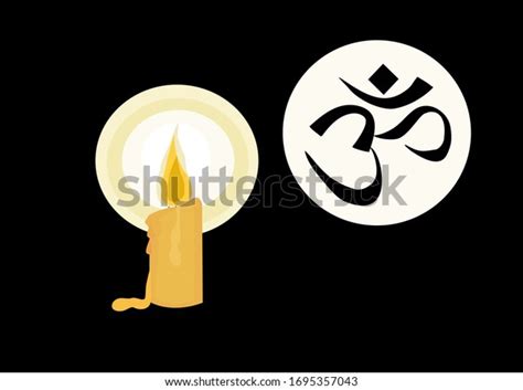 Candlelight Dark Omaum Symbol Hinduism Concept เวกเตอร์สต็อก ปลอดค่า