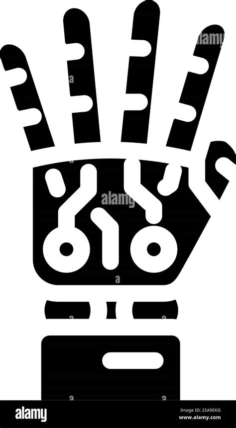 Palm Robot Hand Gesture Glyph Icon Vector Palm Robot Hand Gesture Sign