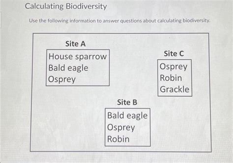Solved Calculating Biodiversity Use The Following