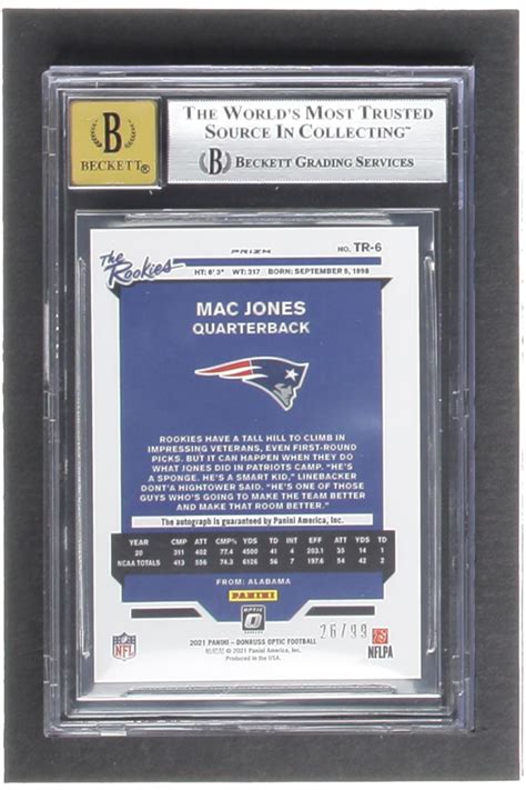 Mac Jones 2021 Donruss Optic The Rookies Autographs 6 2699 Bgs 8