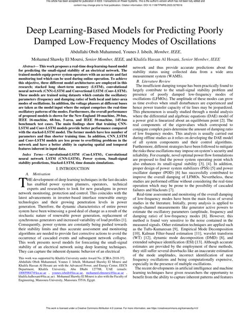 Pdf Deep Learning Based Models For Predicting Poorly Damped Low Frequency Modes Of Oscillations