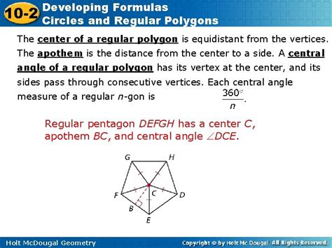 developing formulas 10 2 circles and regular polygons