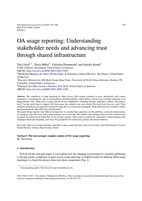 pdf oa usage reporting understanding stakeholder needs and advancing
