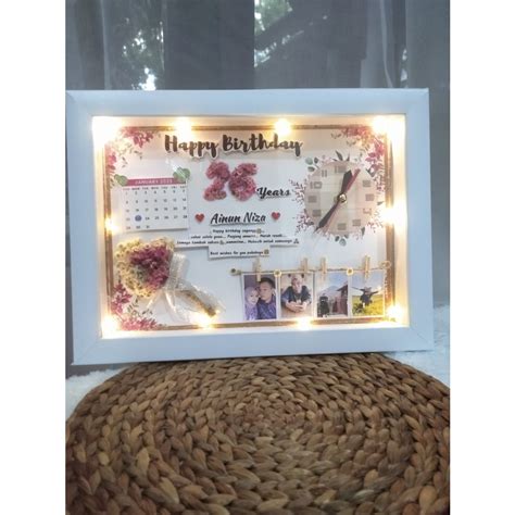 Jual SEHARI JADI Frame 3D Premium Paling Jumbo LAMPU LED JAM Nyala