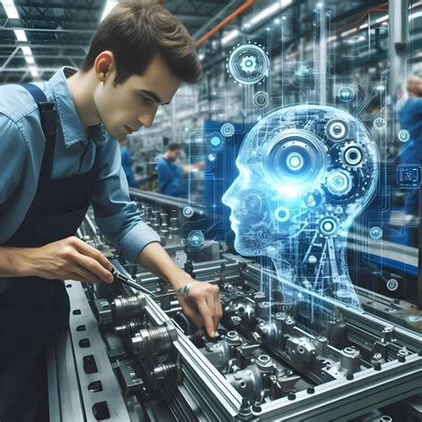 Technician Candidly Adjusting Ai Powered Machinery Concept As A Candid Shot Of A Technician