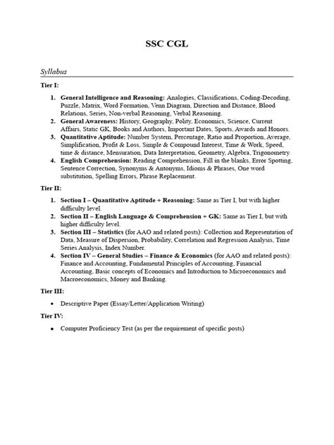 Ssc Cgl Syllabus Pattern Etc Pdf Statistics Economics