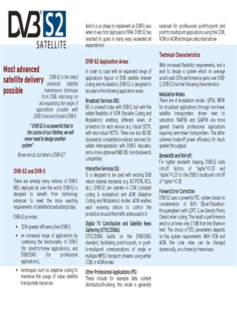 Dvb S Satellite Transmission Technique White Paper Pdf Electronics Telecommunications