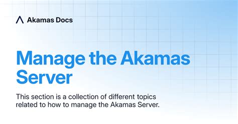 Manage The Akamas Server Akamas Docs