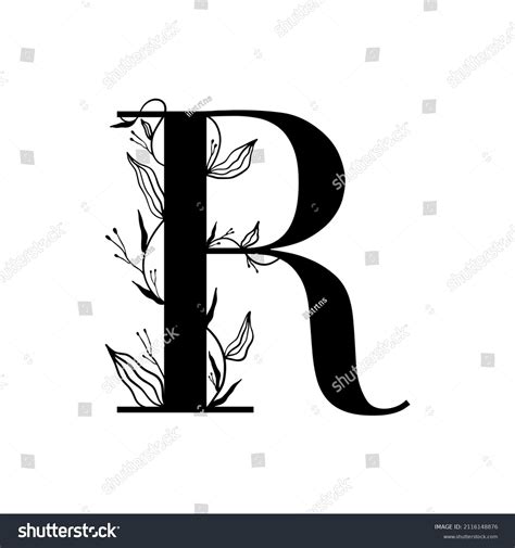 Floral Botanical Alphabet Vintage Hand Drawn Stock Vector Royalty Free