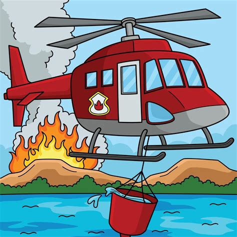 Firefighting Helicopter Vehicle Colored Cartoon 49654063 Vector Art At