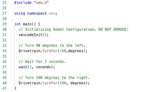Creating A Project To Turn Left And Right In VEXcode Pro V5 VEX Library