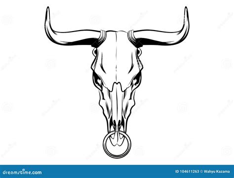 Buffalo Skull With Feathers And Dreamcatcher Vector Illustration