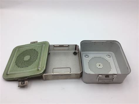 Aesculap Sterile Container System Dbp W Jk 787 Green Lid And Jf113r Cas