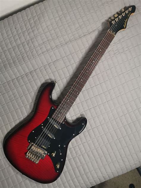 1983 Aria Pro Ii Mad Axe St 02 3x Japan Red Flame Reverb