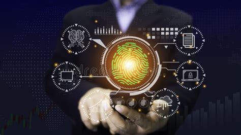 Futuristic Digital Processing Of Biometric Identification Fingerprint Scanner Concept Digital