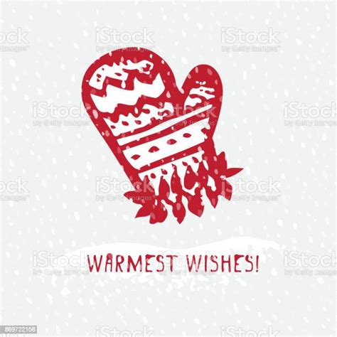 메리 크리스마스 인사말 카드 손으로 그려 귀여운 뜨개질 딱지 빈티지 레트로 디자인 텍스트 Warmest 소원 12월에 대한 스톡