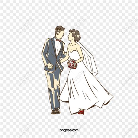 Cartoon Beautiful Wedding Bride Groom Illustration Cartoon Beauty Bride