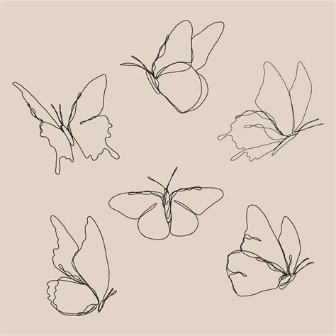 Butterfly Line Art Bundle Continuous Line Fluttering Butterflies