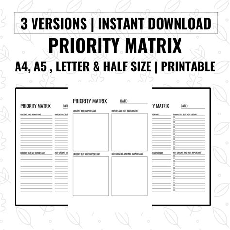 Priority Matrix Printable Task Tracker Template Decision Matrix Task Optimize Decision Making