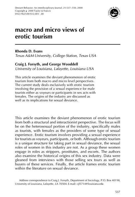 PDF Macro And Micro Views Of Erotic Tourism