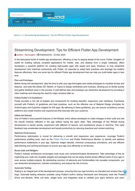 Ppt Streamlining Development Tips For Efficient Flutter App
