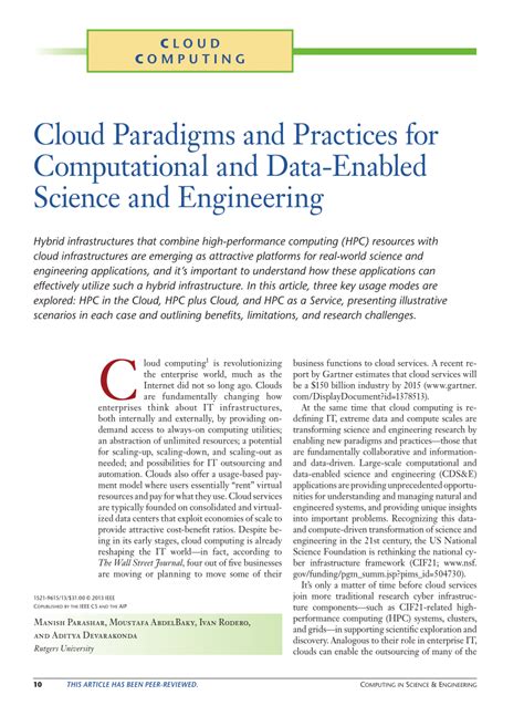 Pdf Cloud Paradigms And Practices For Computational And Data Enabled Science And Engineering