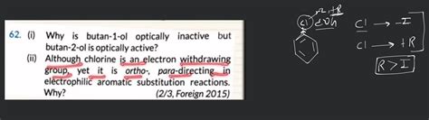 Ii Why Is Butan 1 Ol Optically Inactive But Butan 2 Ol Is Optically Acti