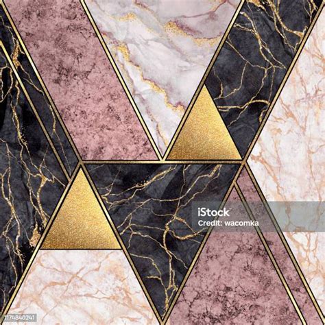추상 적인 아르 데코 기하학적 배경 현대 미니멀 모자이크 상감 핑크 대리석 화강암 금의 질감 예술 페인트 대리석 인공 돌 대리석 타일 패션 대리석 그림 검은색에 대한 스톡