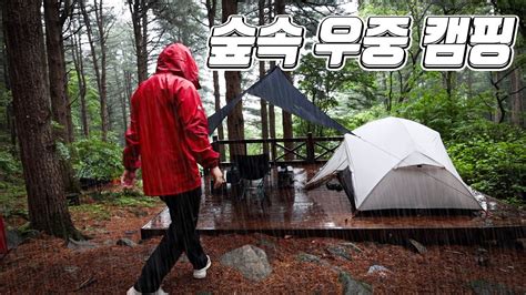 숲속 우중 캠핑 청태산 자연휴양림 음악 없음 솔로캠핑 숲속에서 소고기 구워먹으면 이렇게 맛있는 줄 몰랐어요