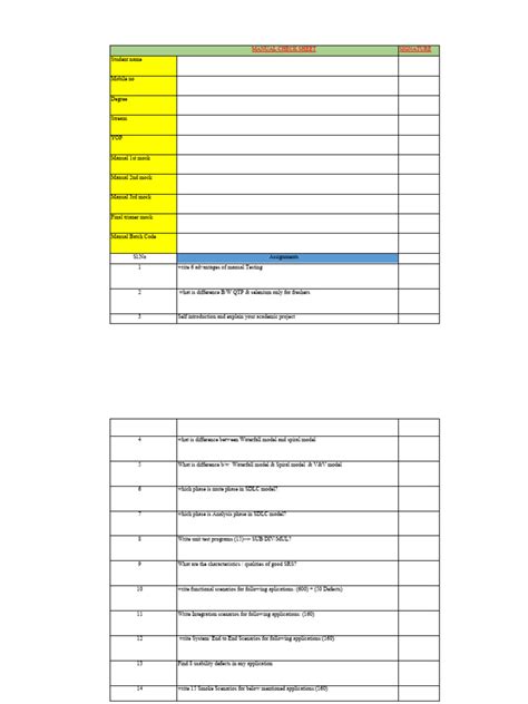 Manual Assignments Checklist Pdf Computing Software Engineering