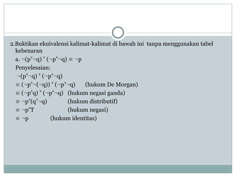 Pertemuan Ke 2 Ekuivalensi Logika Ppt
