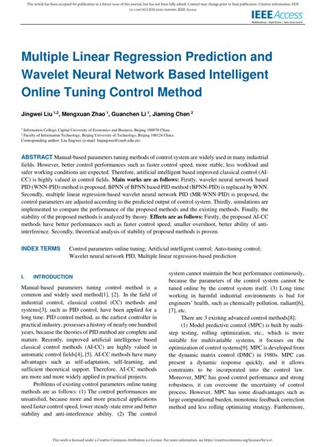 Pdf Multiple Linear Regression Prediction And Wavelet Neural Network Based Intelligent Online