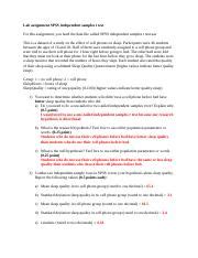 Lab Assignment SPSS Independent Samples T Test Docx Lab Assignment SPSS Independent Samples