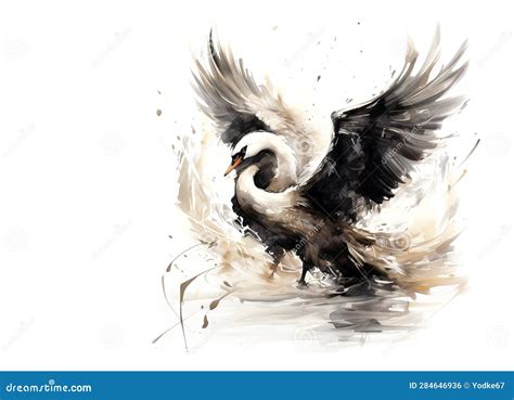 Swan Spreading Wings For A Courtship Dance Royalty Free Stock