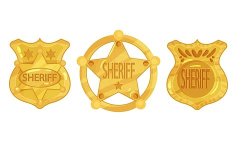 Premium Vector Golden Sheriff Badges With Star As Authority Sign
