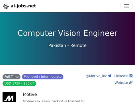 Hiring Computer Vision Engineer Remote Raimljobs