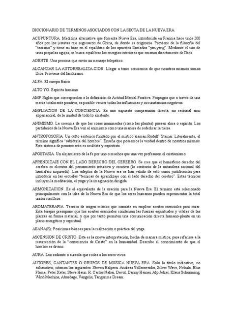 Diccionario De Términos De La Nueva Era Pdf Nueva Era Pensamiento